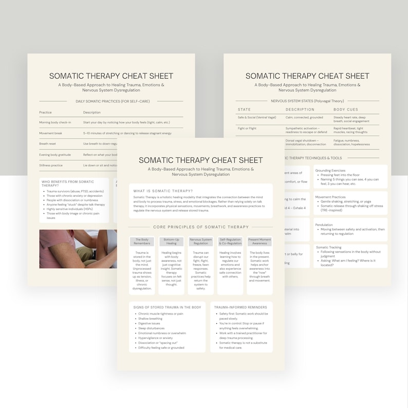 Somatic Therapy Cheat Sheet, Trauma Healing and Nervous System ...
