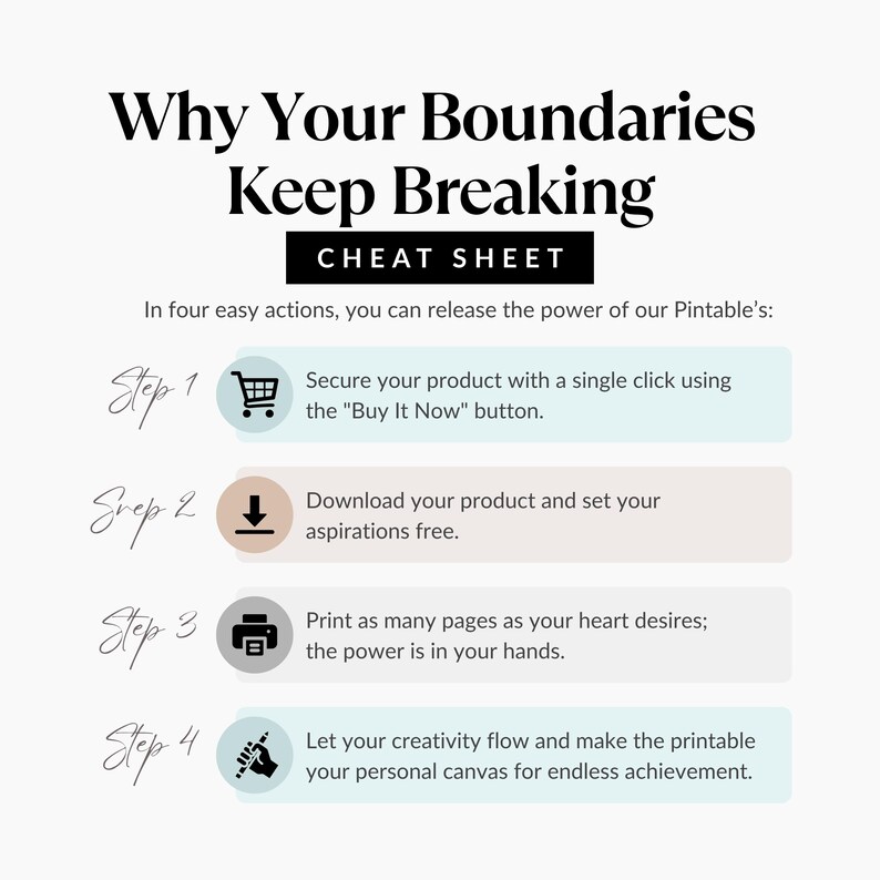 Boundaries Cheat Sheet Printable, Stop People Pleasing, Build Self ...