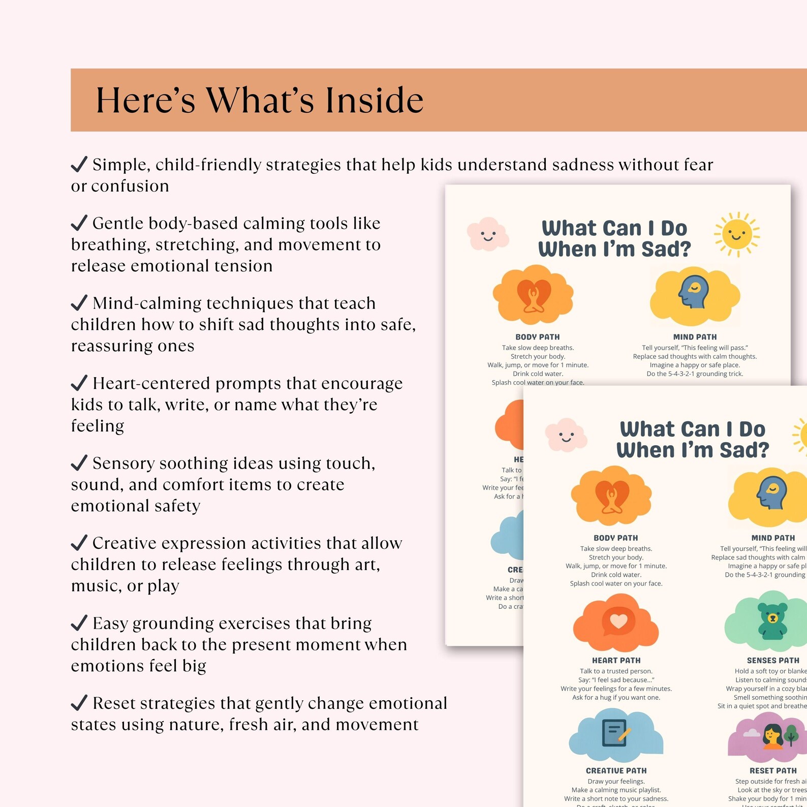Kids Sadness Coping Skills Chart, Emotional Regulation (digital ...