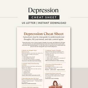 Depression Cheat Sheet, CBT for Depression, Mood Support Worksheet - Etsy