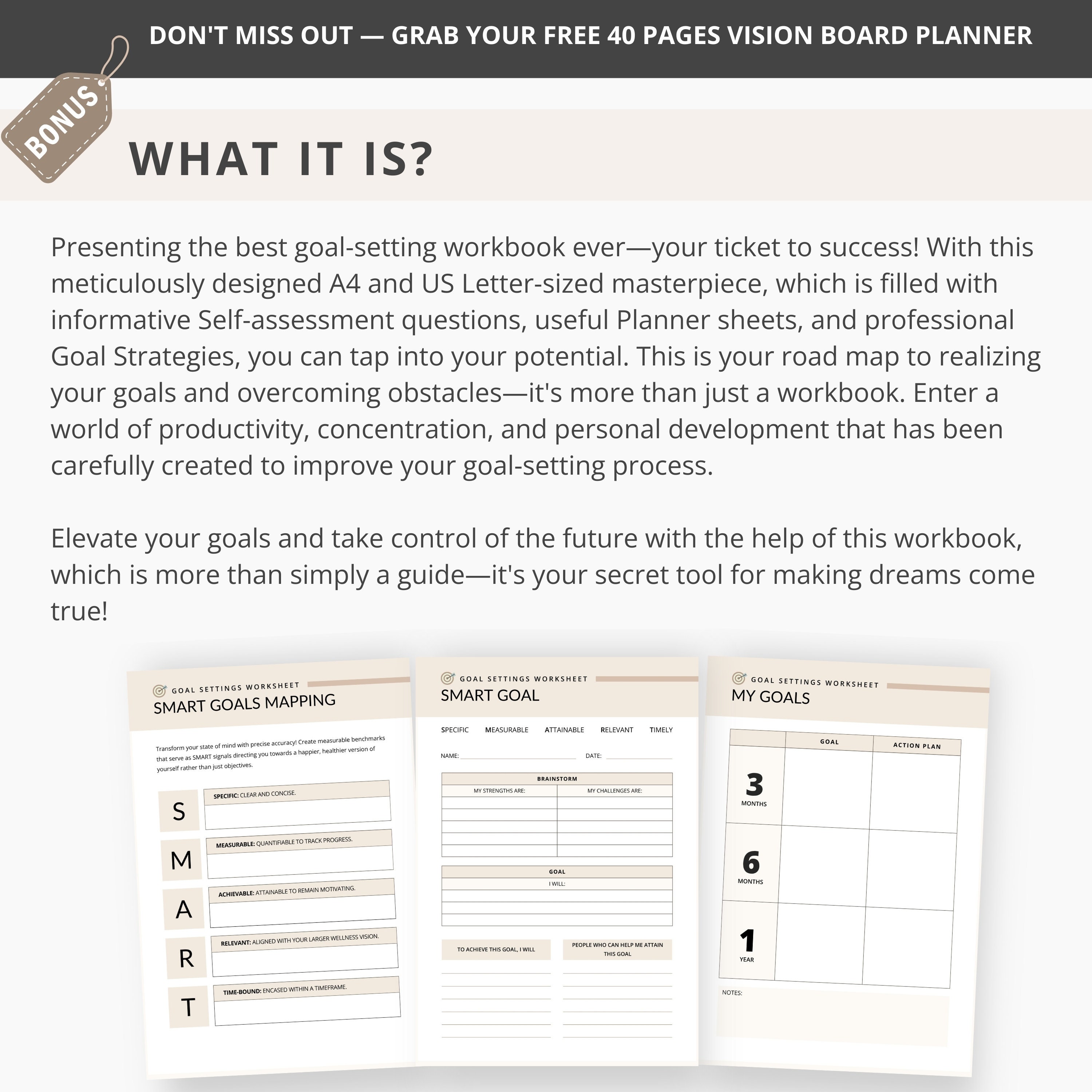 SMART Goal Setting Guide and Planner, Personal Development Workbook and ...