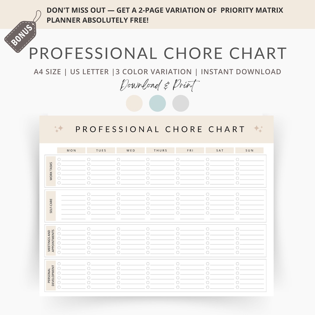Professional Office Chore Chart for Employee Task Management Template ...