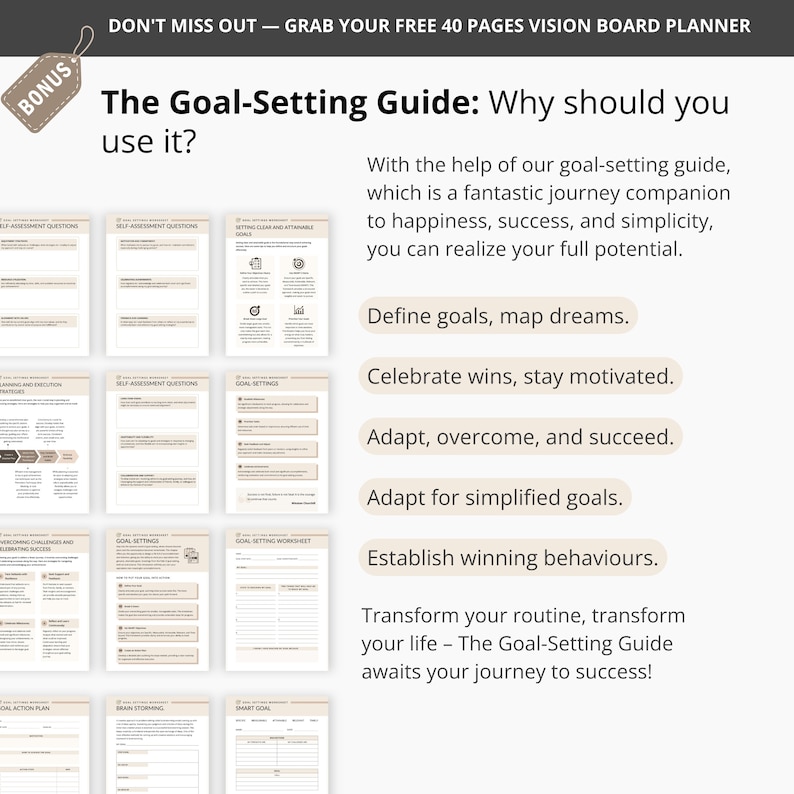 SMART Goal Setting Guide and Planner, Personal Development Workbook and ...