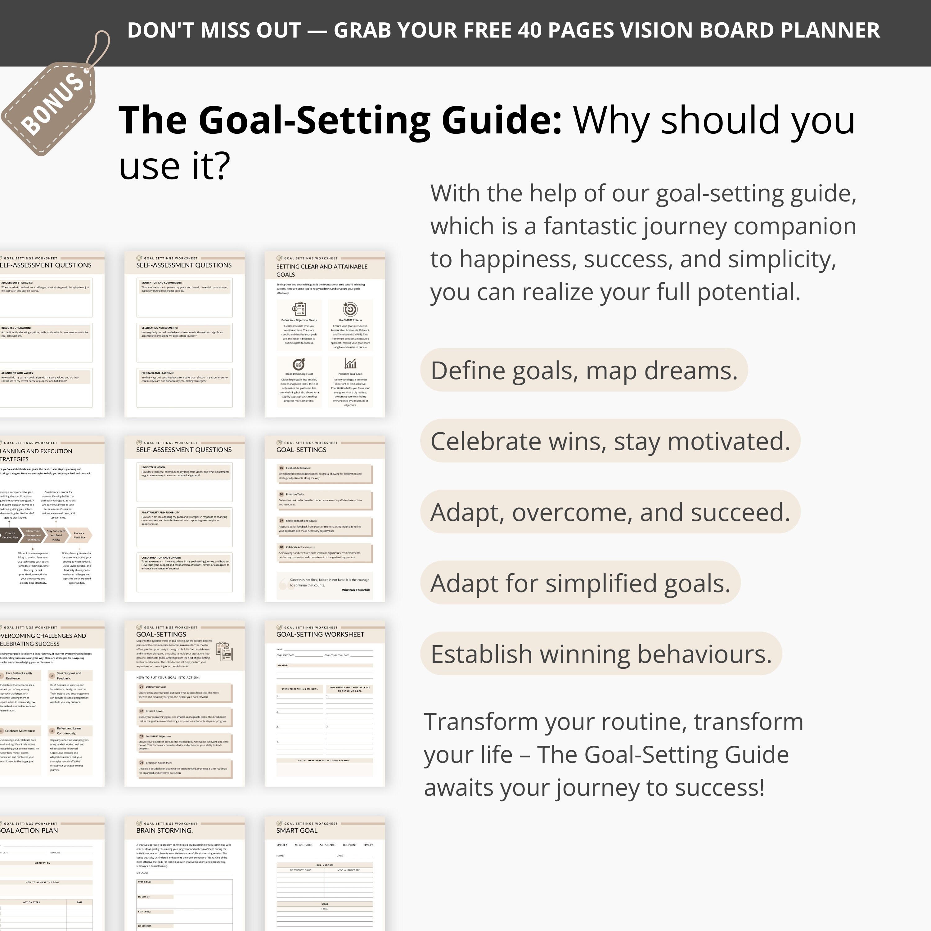 SMART Goal Setting Guide and Planner, Personal Development Workbook and ...