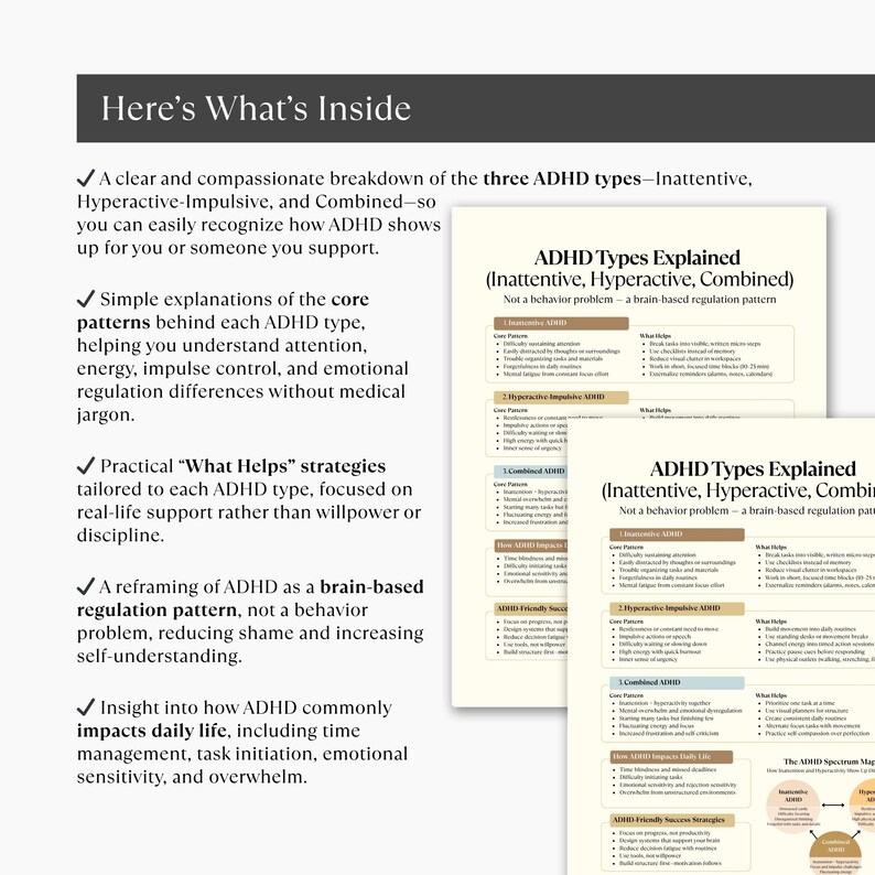 ADHD Types Explained, Inattentive, Hyperactive and Combined ADHD Cheat ...