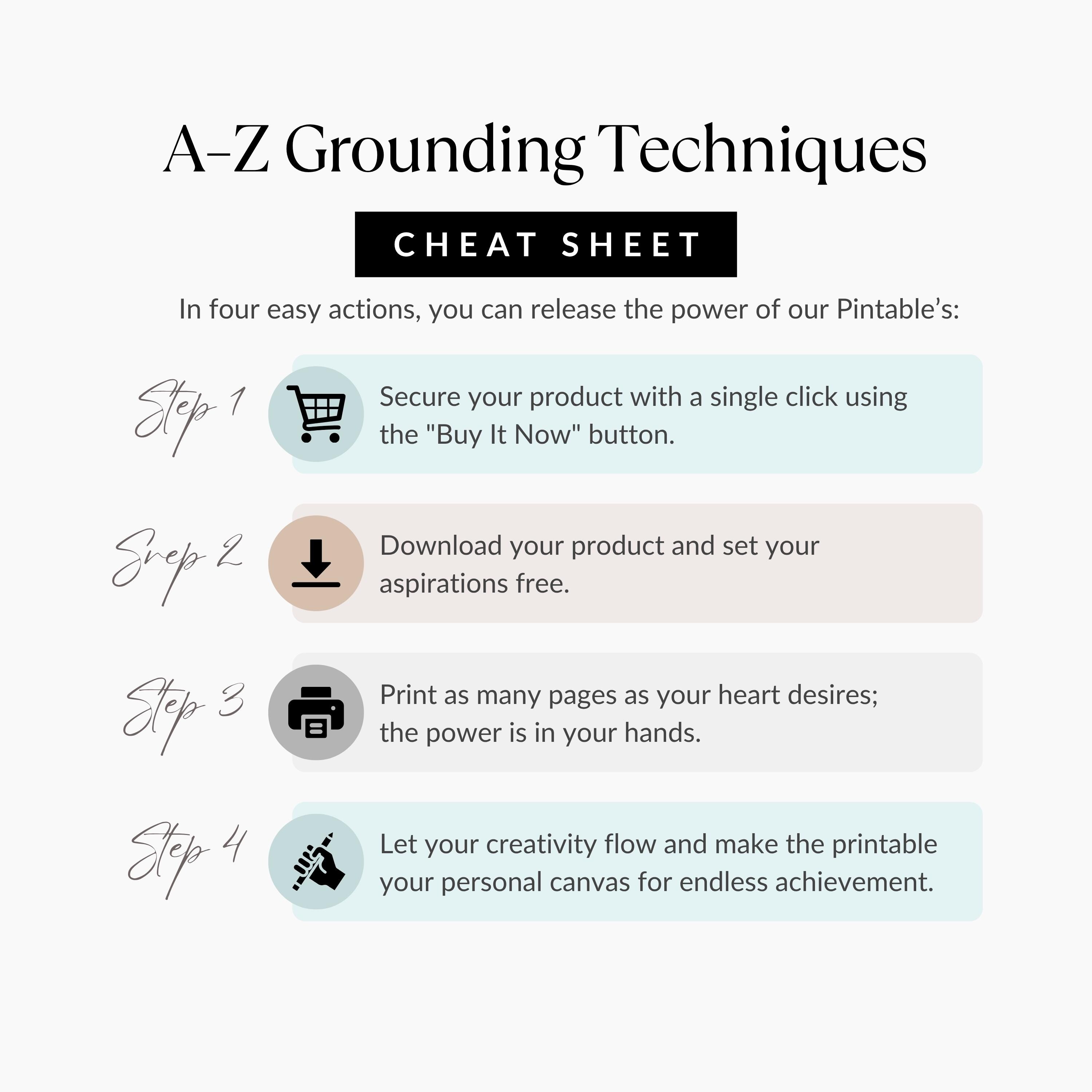 A–Z Grounding Techniques Printable, Anxiety Relief and Mindfulness ...
