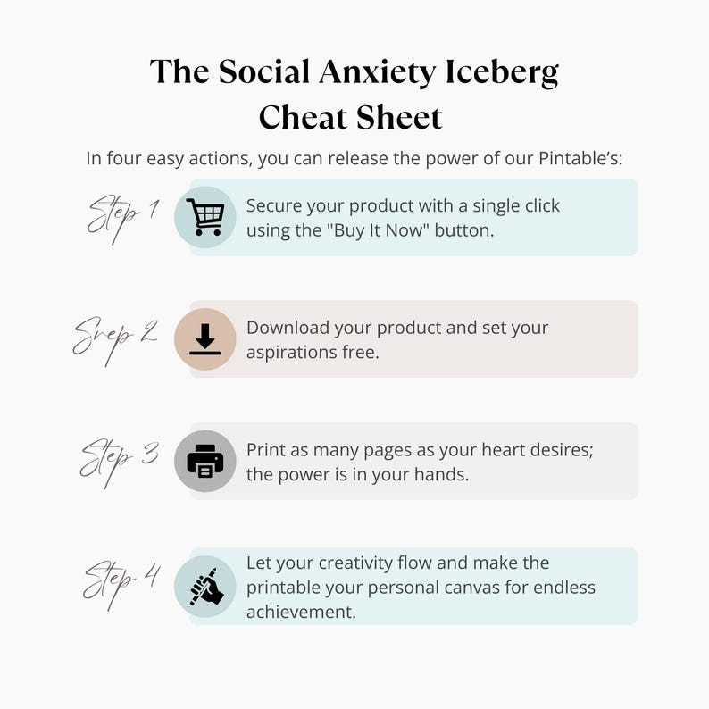 Social Anxiety Iceberg Cheat Sheet, Therapy Printable Mental Health ...