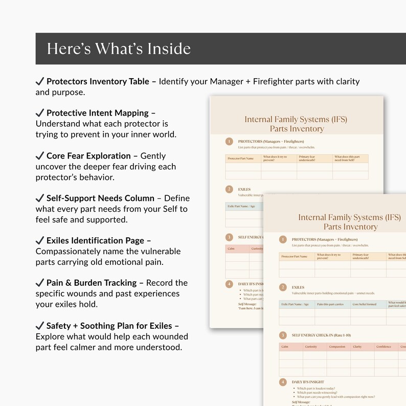 IFS Parts Inventory Worksheet, Therapy Printable for Inner Parts ...