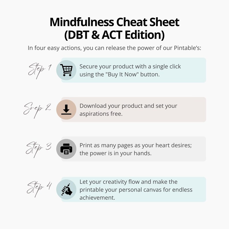 Mindfulness Cheat Sheet, DBT and ACT Therapy Skills Guide (PDF) - Etsy