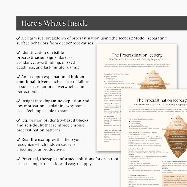 The Procrastination Iceberg Cheat Sheet, Stop Procrastinating ...