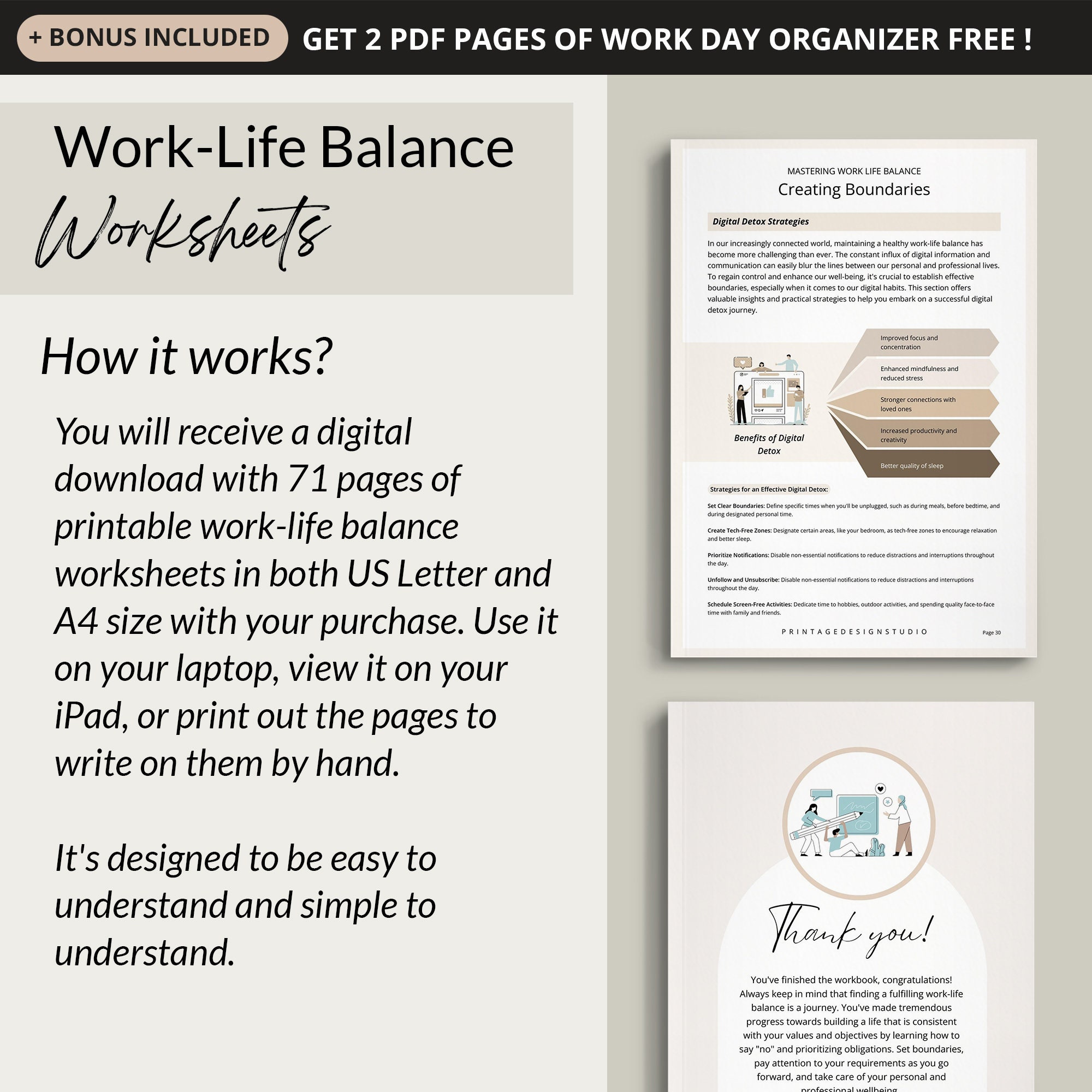 Your Comprehensive Work-life Balance Planning Sheets, A Guide to Self ...