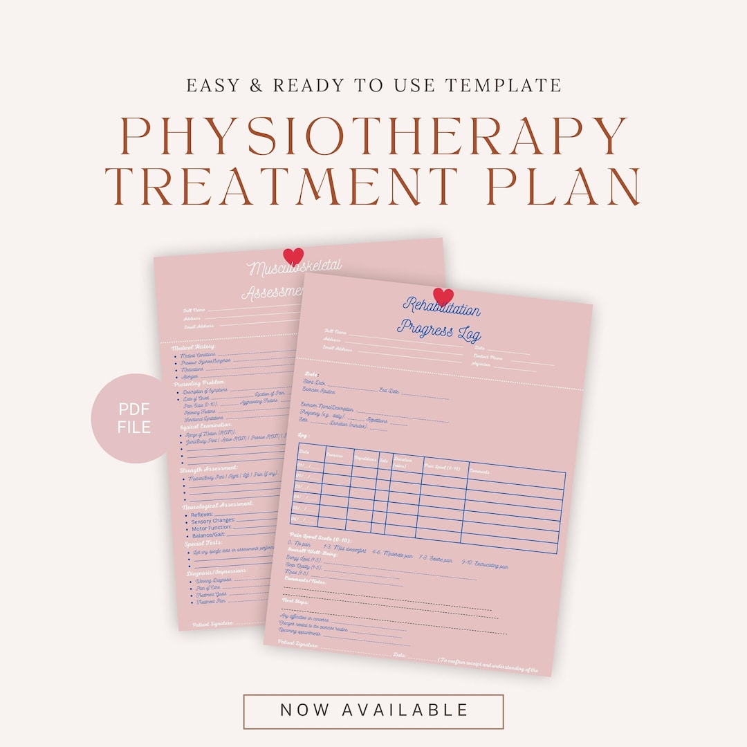 Physiotherapy Treatment Plan for Physiotherapist Digital - Etsy