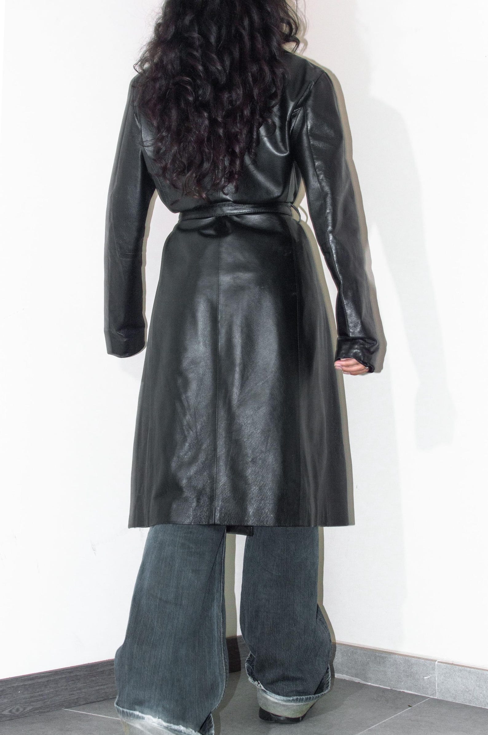 Vintage 90s Matrix Long Real Leather Trench Coat Grungy Genuine Leather ...