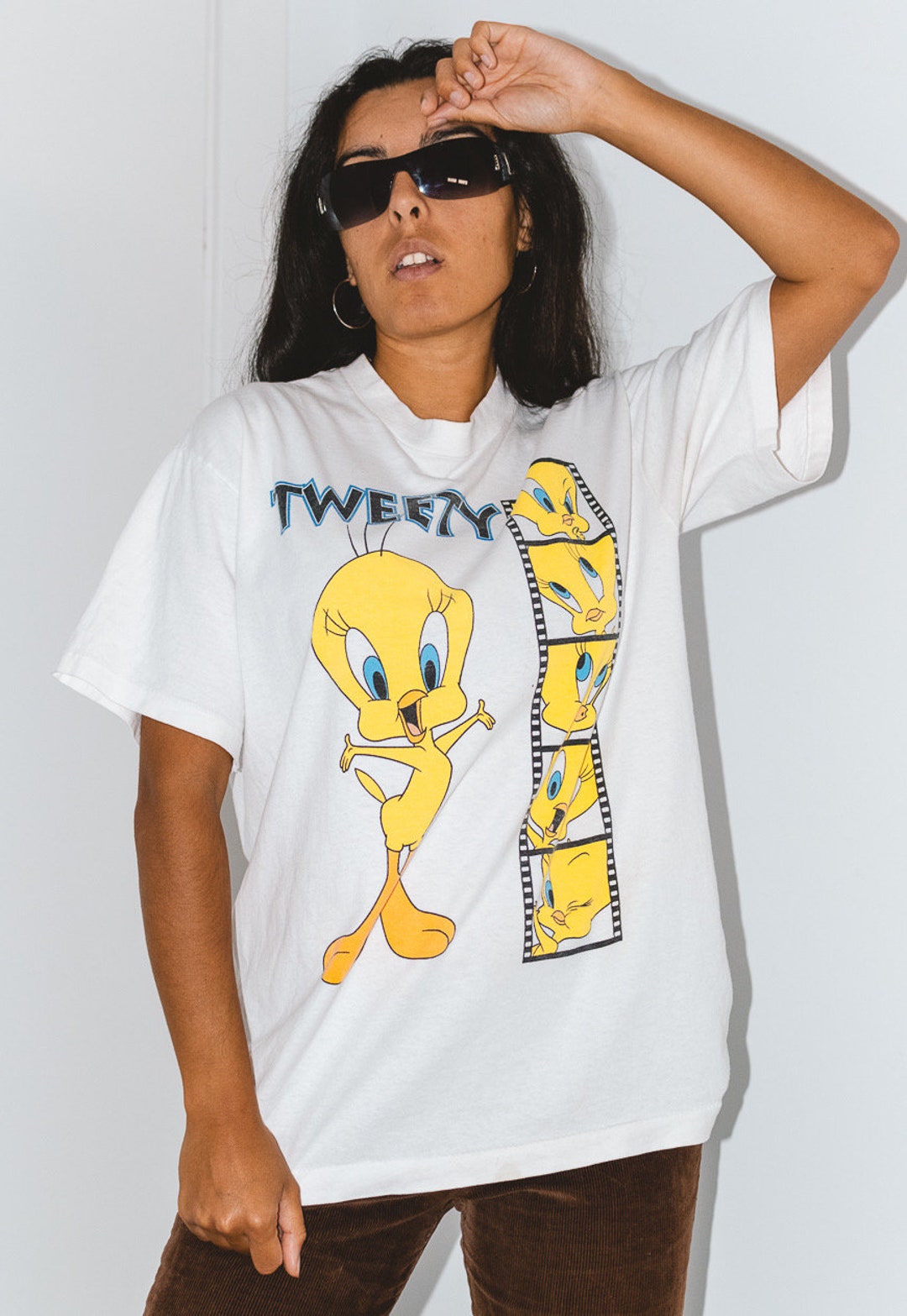 Vintage 90s Tweety Graphic White Tee Looney Tunes Characters Shirt Cute ...