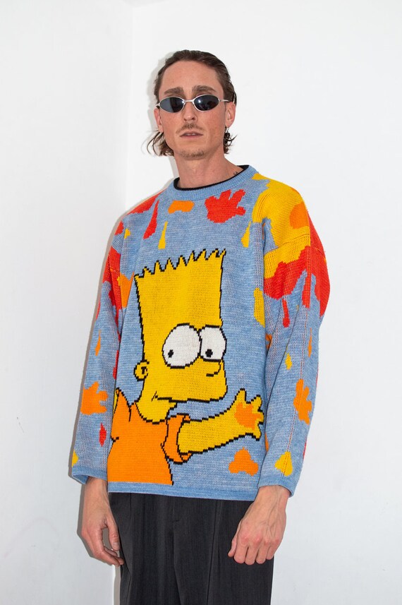 90s Vintage Oversized Bart Simpson Chucky knitted qua… - Gem