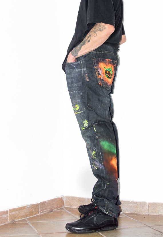 Y2K Vintage Graffiti graphic devil cartoon art long j… - Gem