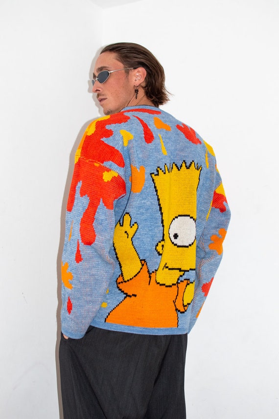 90s Vintage Oversized Bart Simpson Chucky knitted qua… - Gem