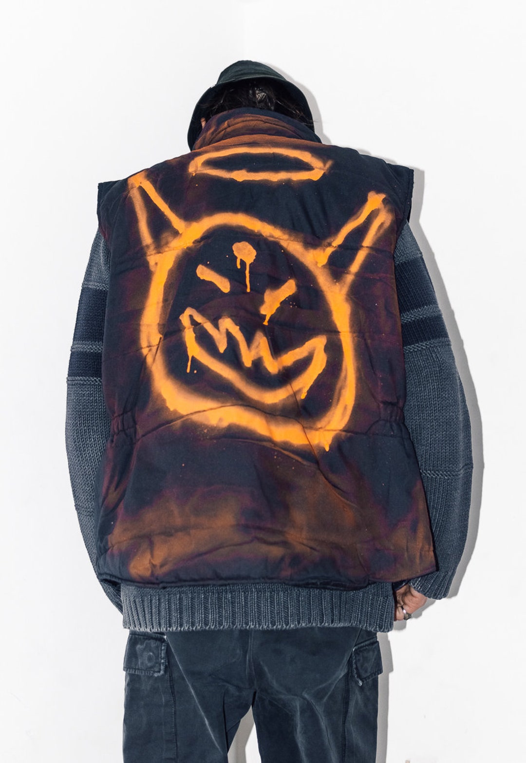 Y2K Vintage Graffiti Devil Graphic Navy Blue Multicolored - Etsy