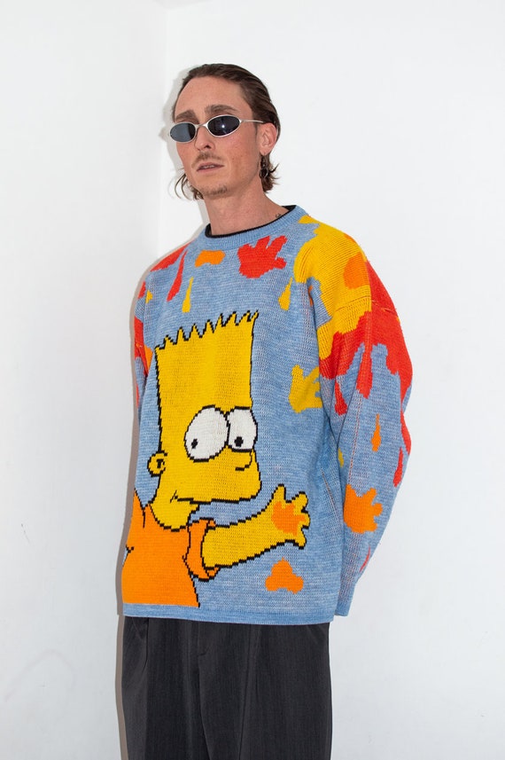 90s Vintage Oversized Bart Simpson Chucky knitted qua… - Gem