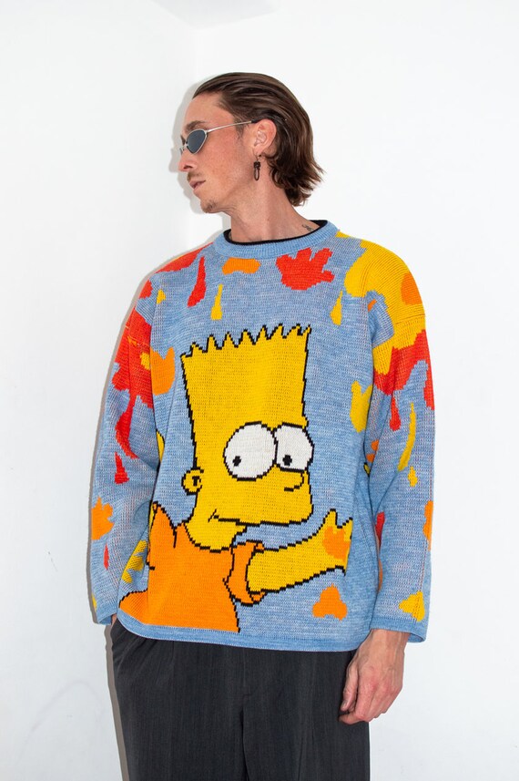 90s Vintage Oversized Bart Simpson Chucky knitted qua… - Gem
