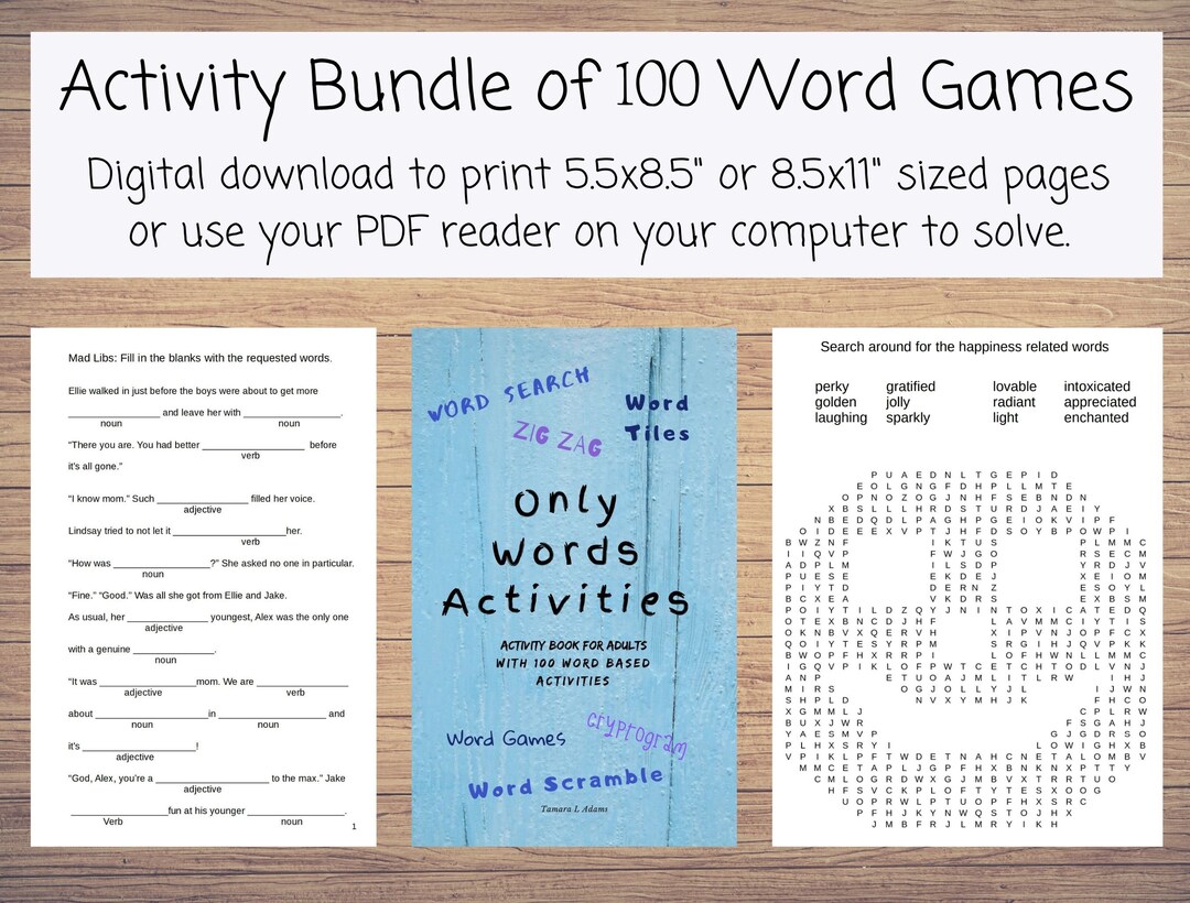 Word Activity Book for Adults With 100 Word Games, Word Search, Fallen ...