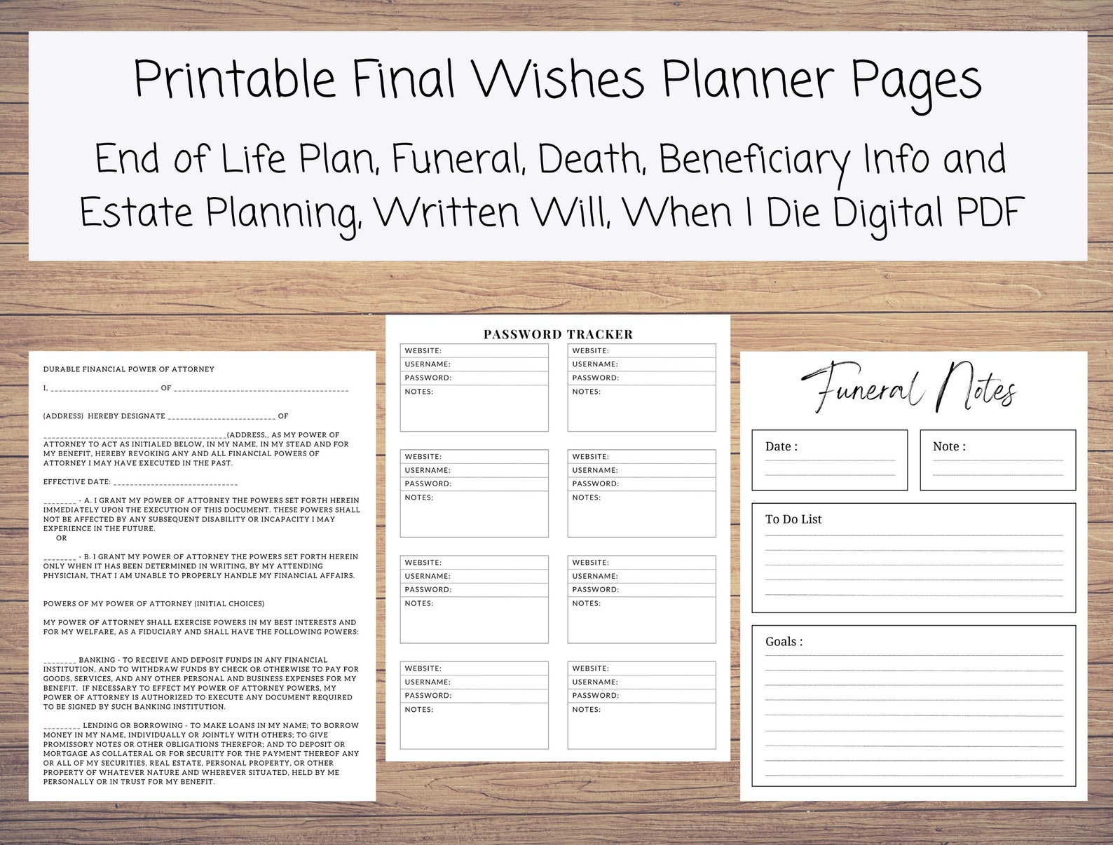Printable End of Life Planner, Final Wishes Plan, Funeral, Death ...