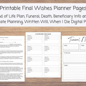 Printable End of Life Planner, Final Wishes Plan, Funeral, Death ...