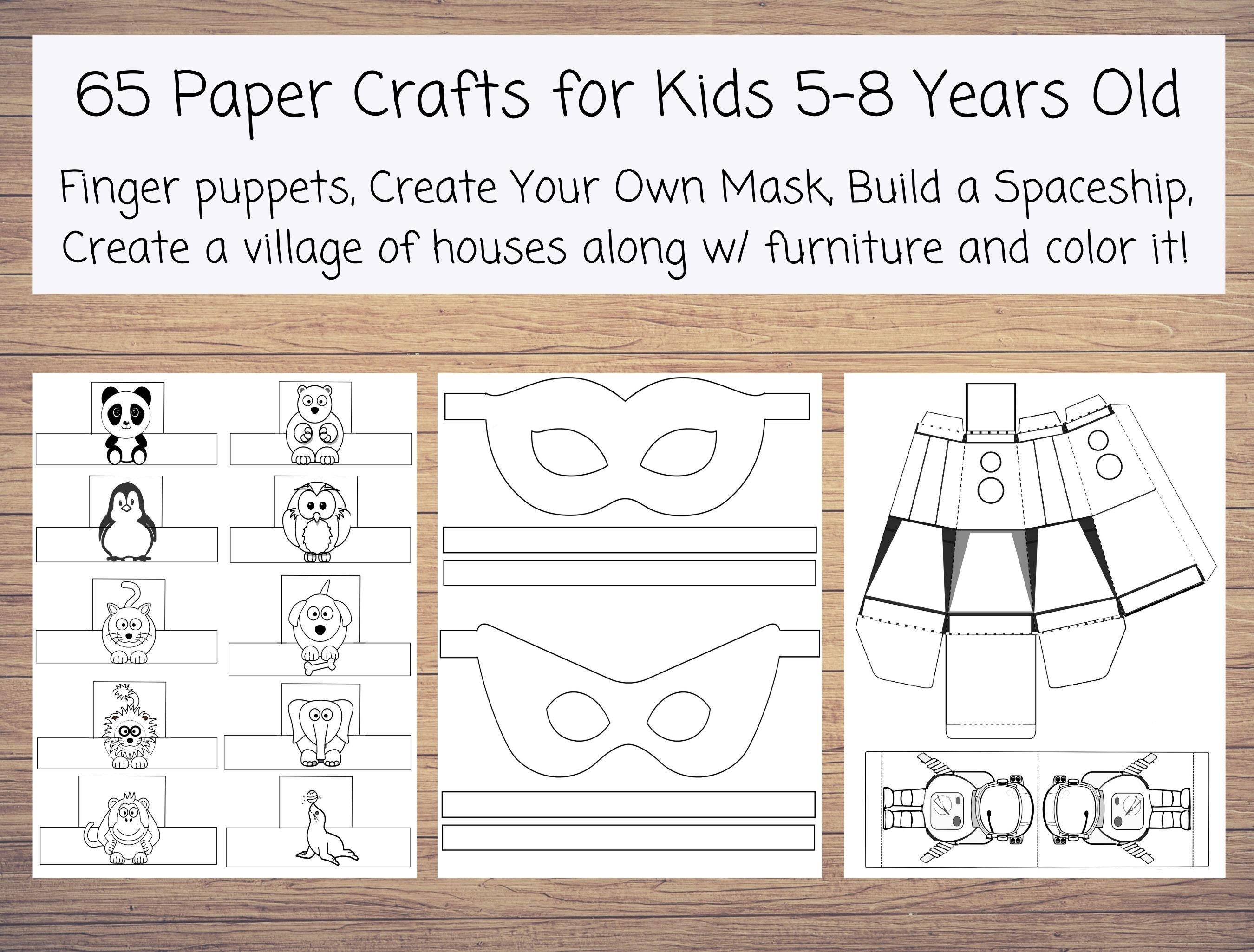 Instant Printable PDF 65 Paper Crafts for Kids 5-8 Years Old: Color ...