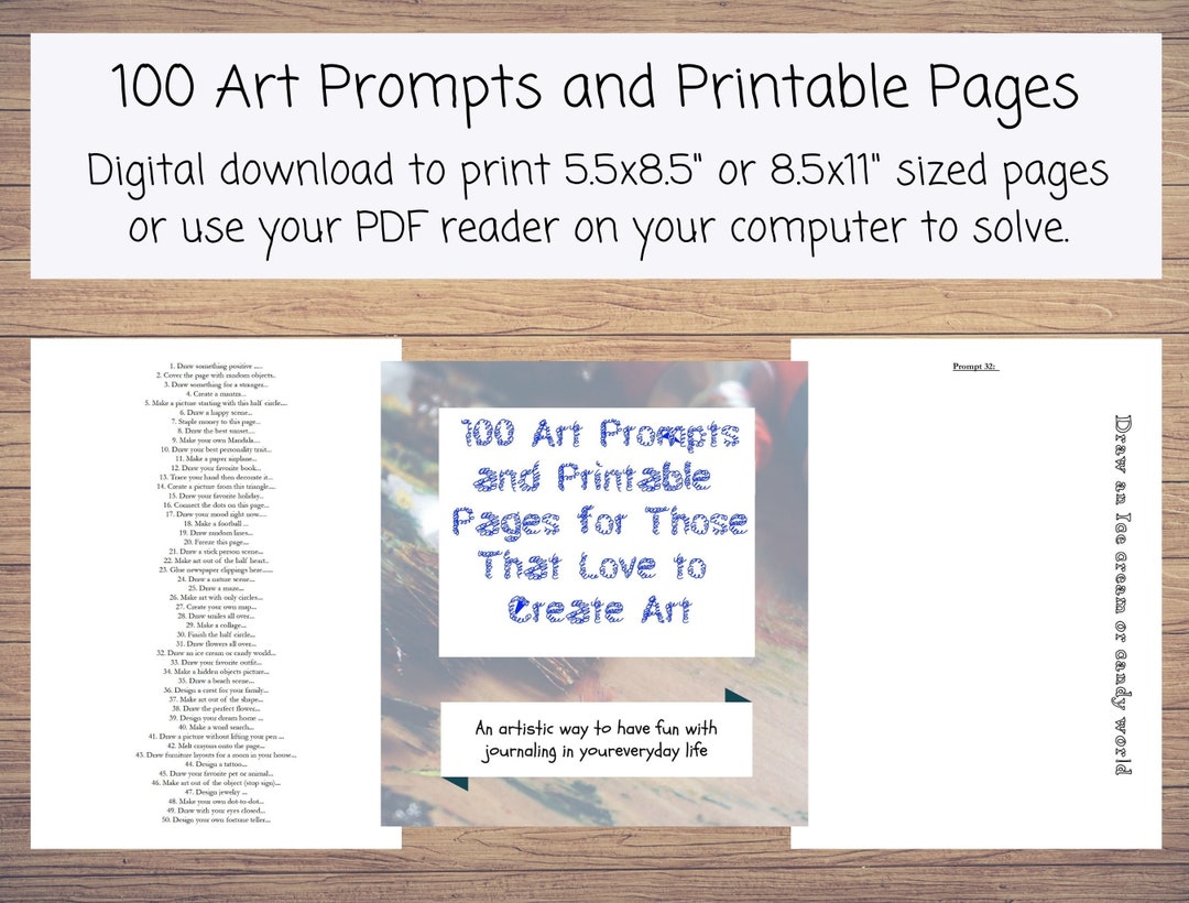 100 Art Prompts and Instant Printable Art Pages for Those Who Love to ...
