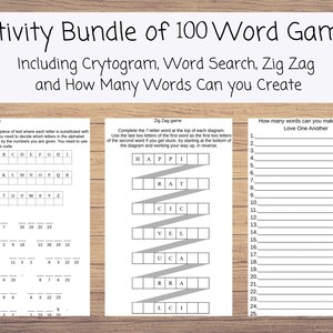 Word Activity Book for Adults With 100 Word Games, Word Search, Fallen ...