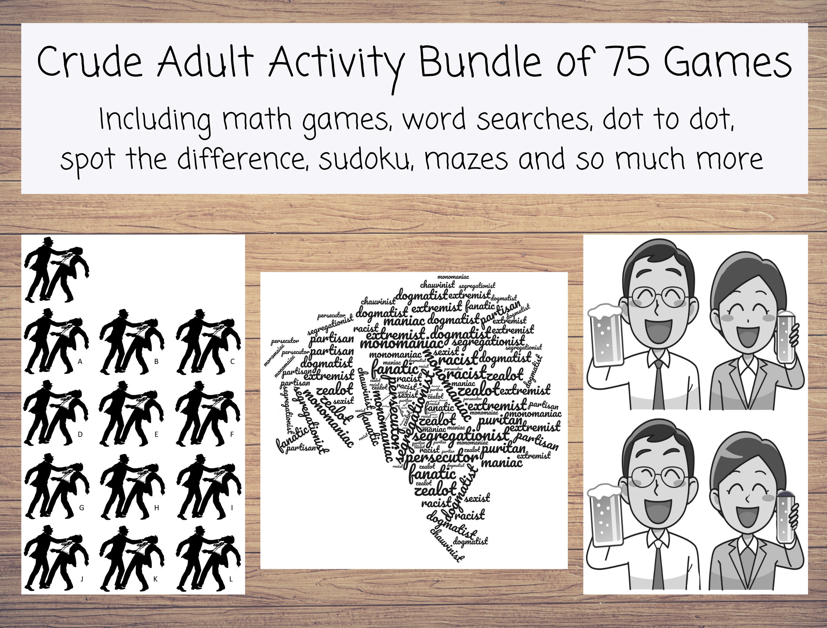 Printable 75 Vulgar Swear Word Adult Activities Adult Games Coloring ...