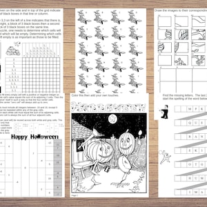 Halloween Adult Activities, Halloween Adult Games, Crossword, Hidden ...