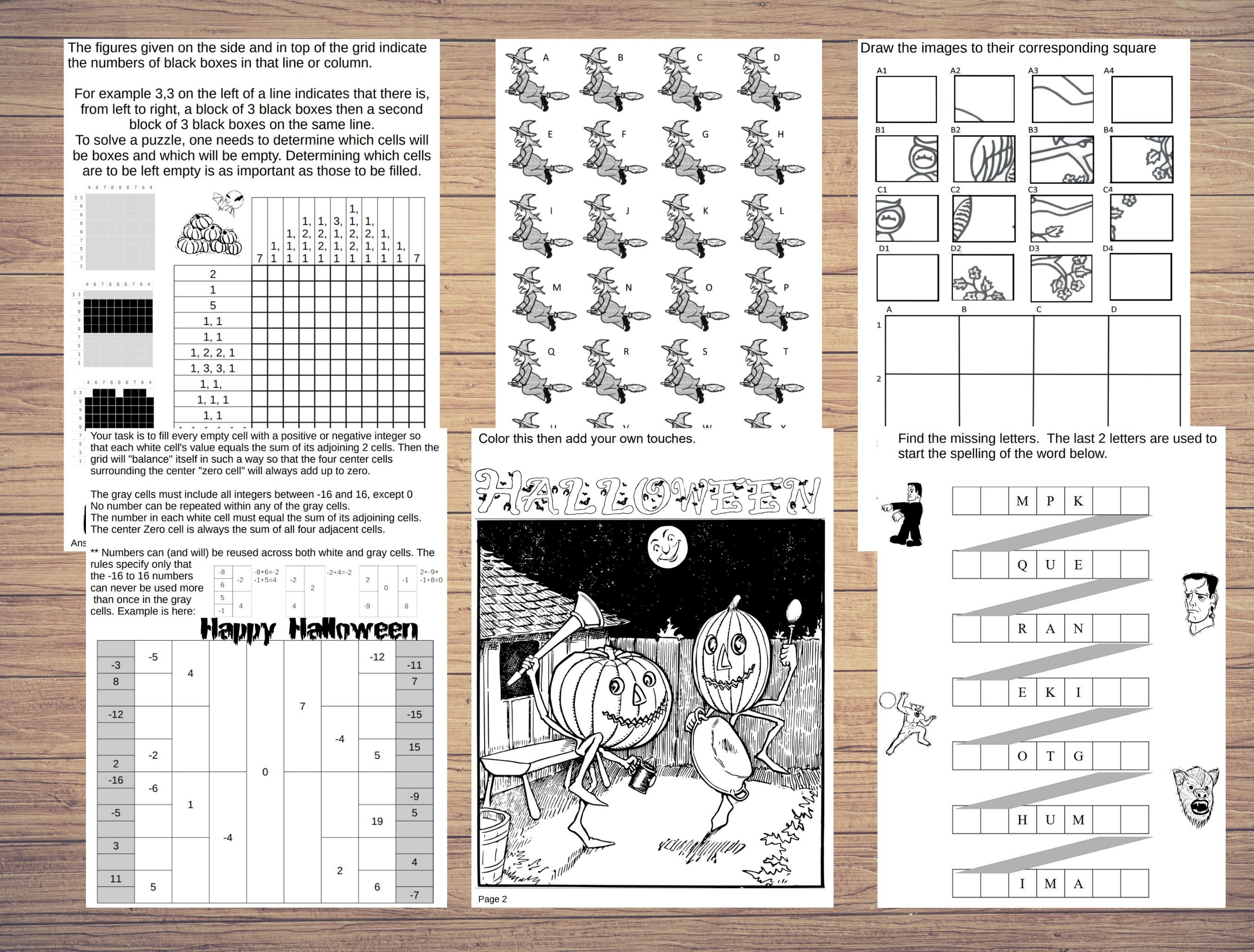 Halloween Adult Activities, Halloween Adult Games, Crossword, Hidden ...