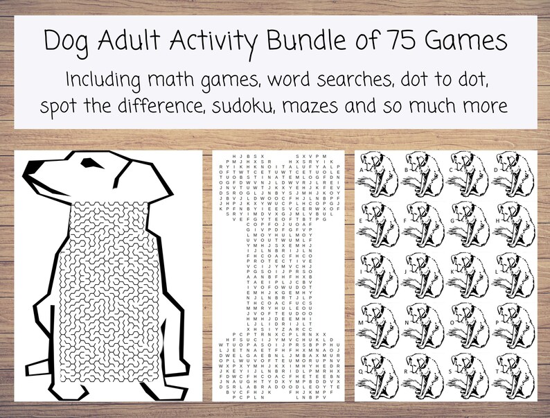 75 Dog Based Adult Printable Activities, Adult Puppy Games: Coloring ...