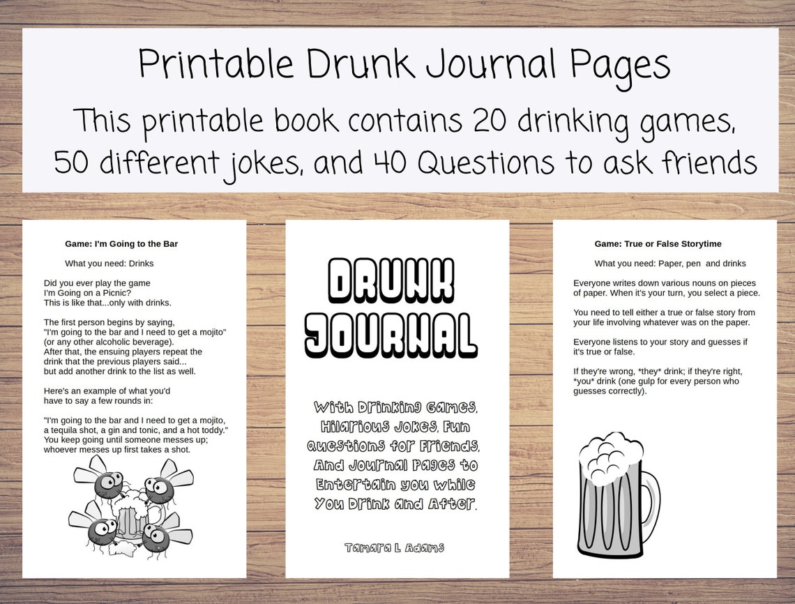 Instant Printable PDF Drinking Games, Hilarious Jokes, Fun Questions ...