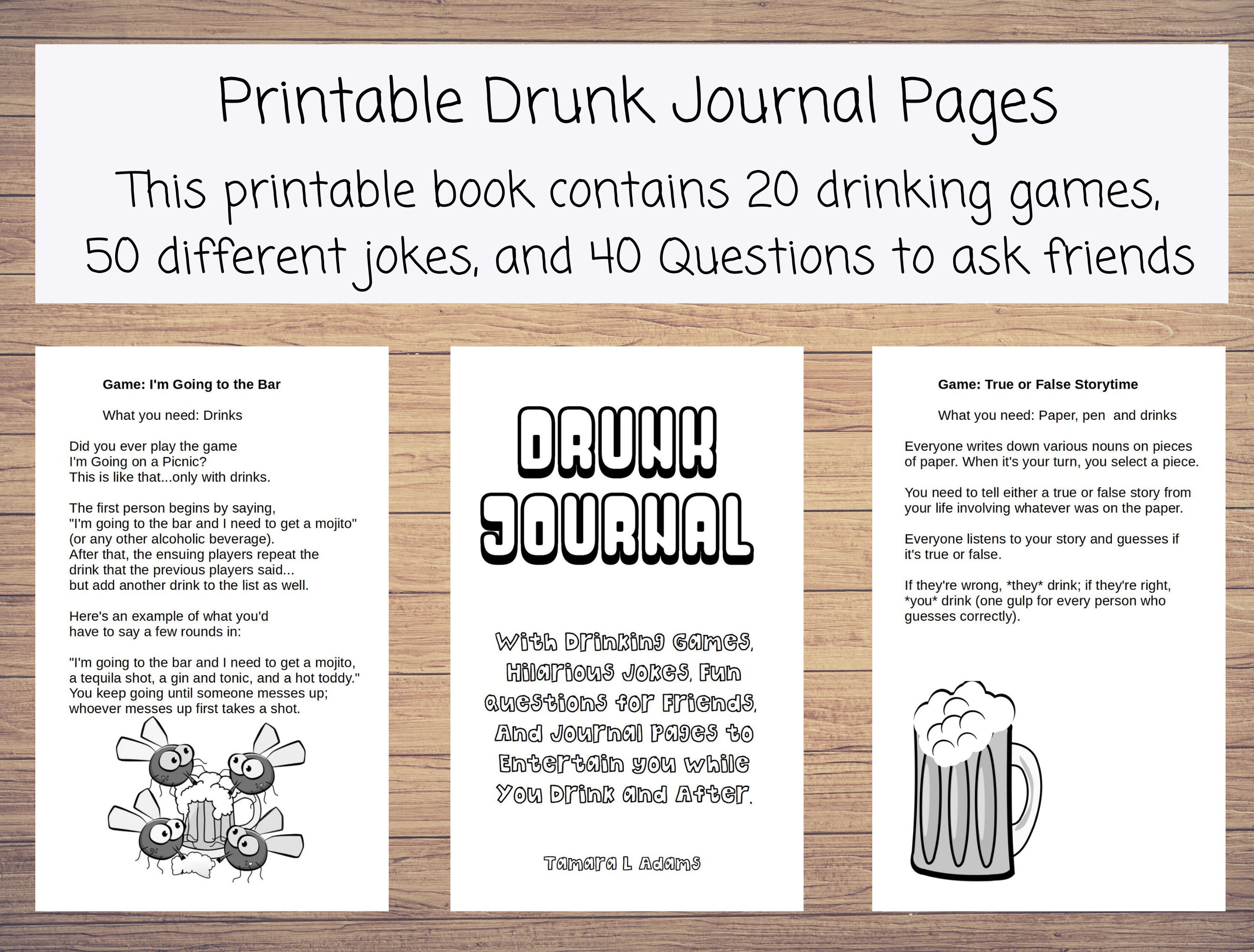 Instant Printable PDF Drinking Games, Hilarious Jokes, Fun Questions ...