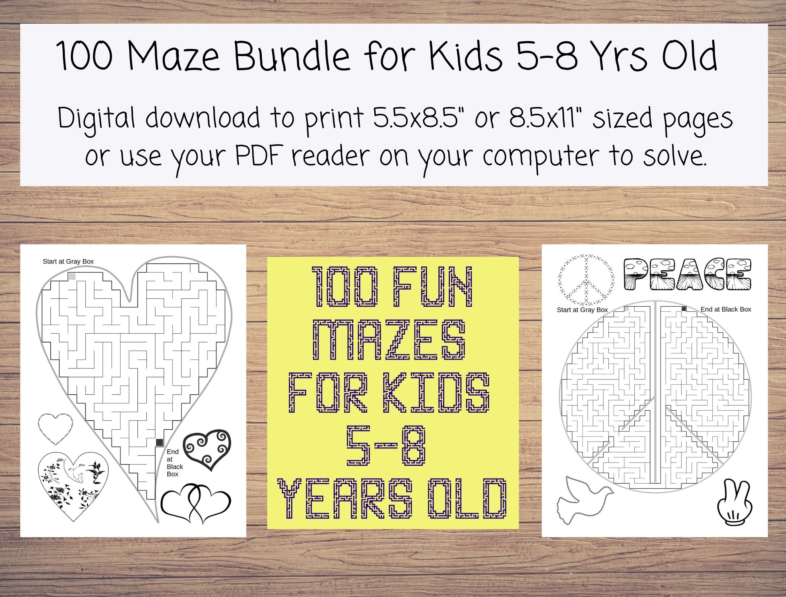 Instant Printable 100 Fun Mazes for Kids 5-8 Years Old With Images to ...