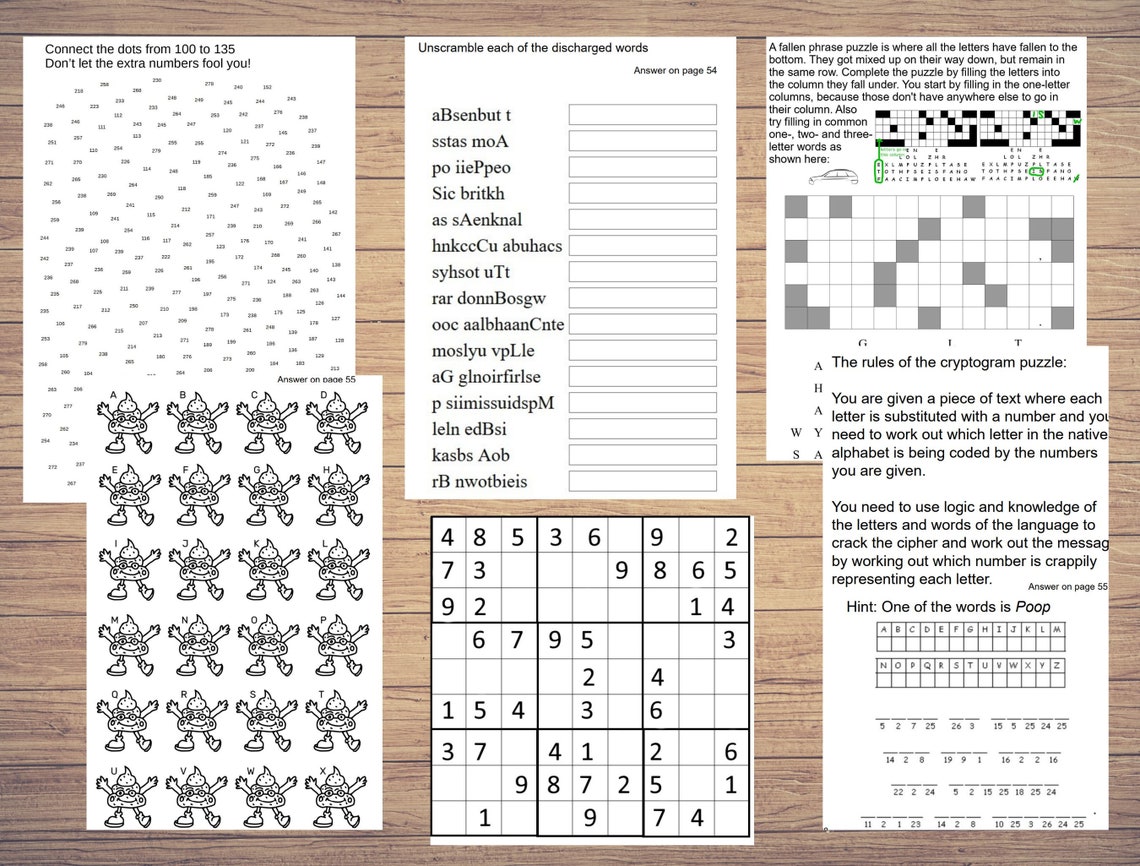 PDF Printable Activities to Do While You Number Two Adult Activity ...