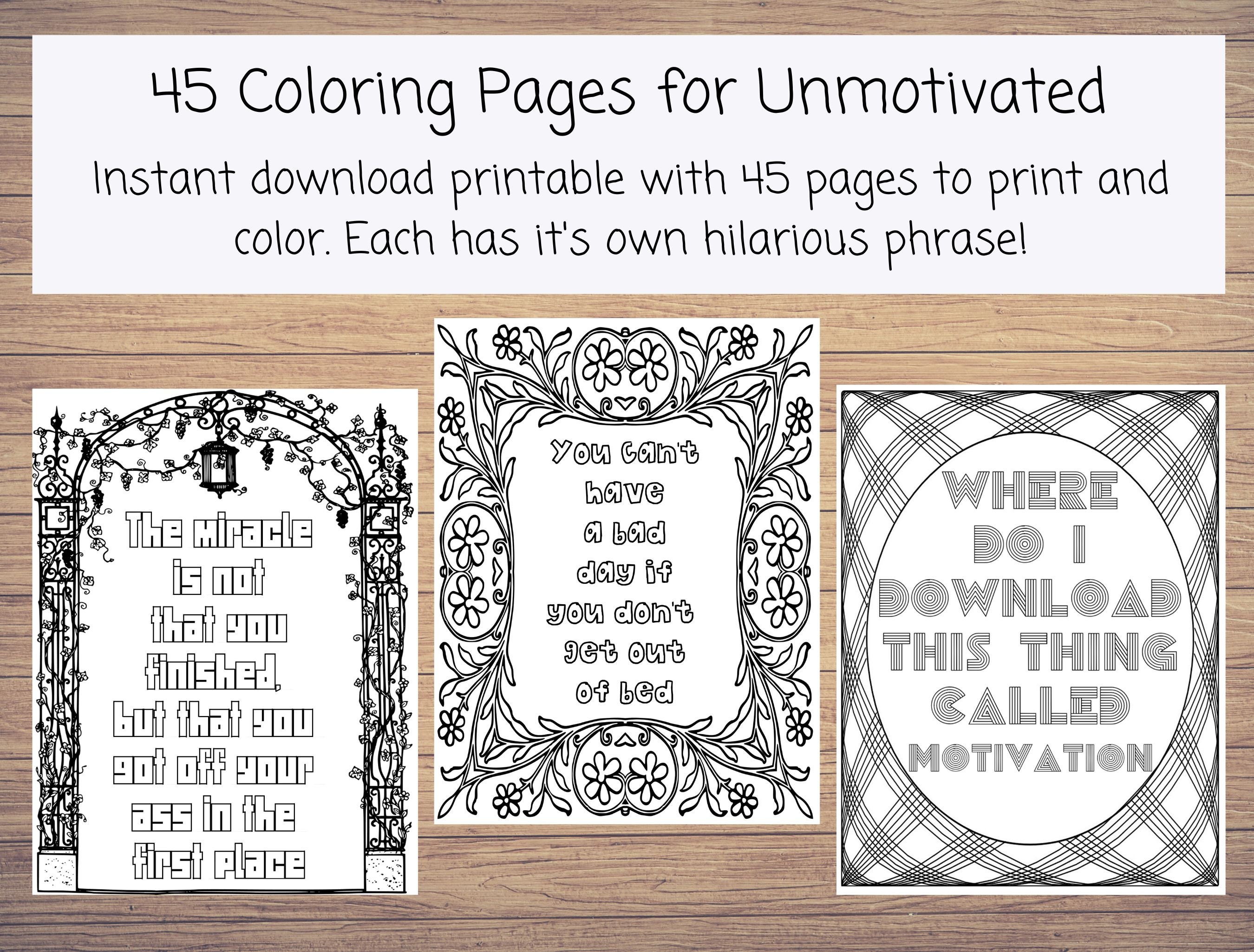 Printable Adult Coloring Bundle for the Unmotivated: With ...
