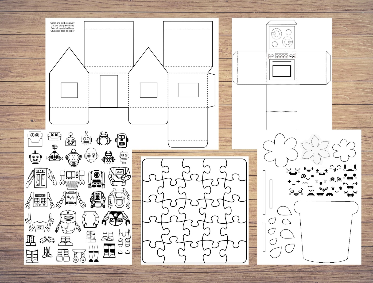 Instant Printable PDF 65 Paper Crafts for Kids 5-8 Years Old: Color ...