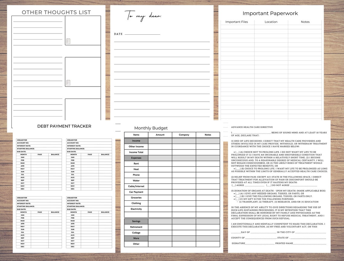 Printable End of Life Planner, Final Wishes Plan, Funeral, Death ...