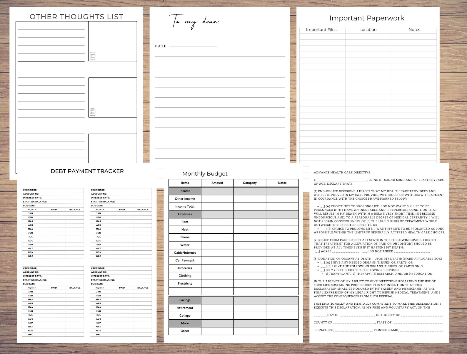 Printable End of Life Planner, Final Wishes Plan, Funeral, Death ...