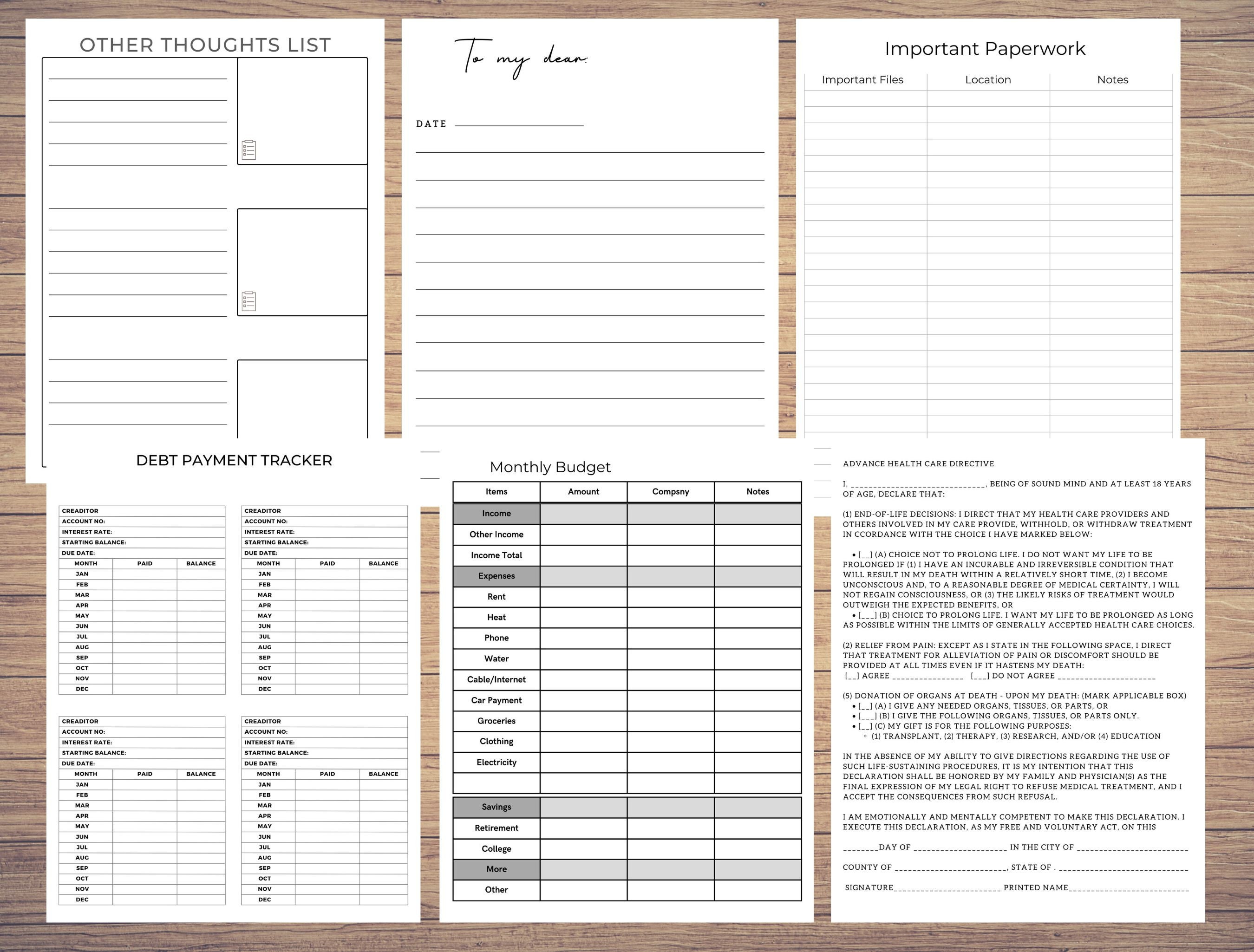 Printable End of Life Planner, Final Wishes Plan, Funeral, Death ...