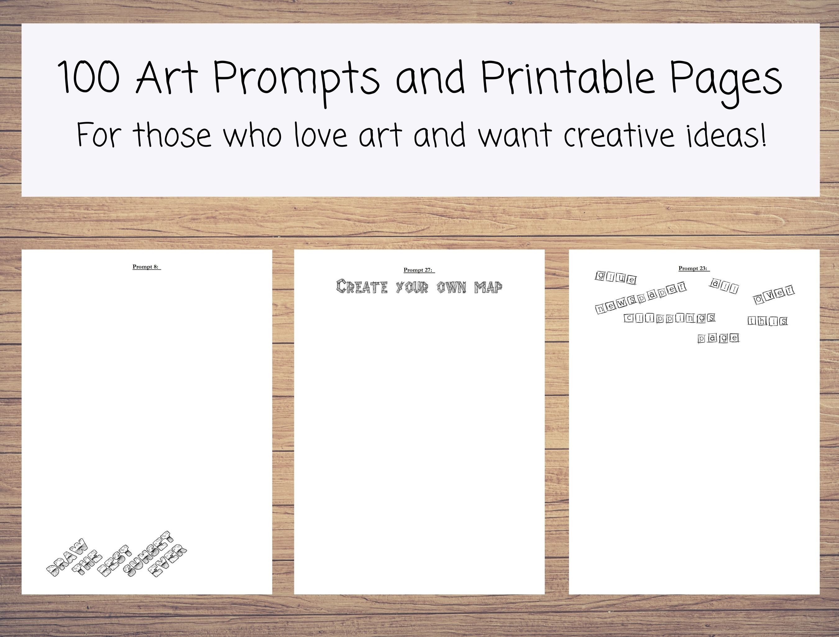 100 Art Prompts and Instant Printable Art Pages for Those Who Love to ...
