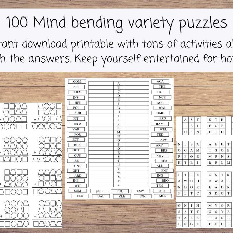 Printable Logic Puzzles - Etsy