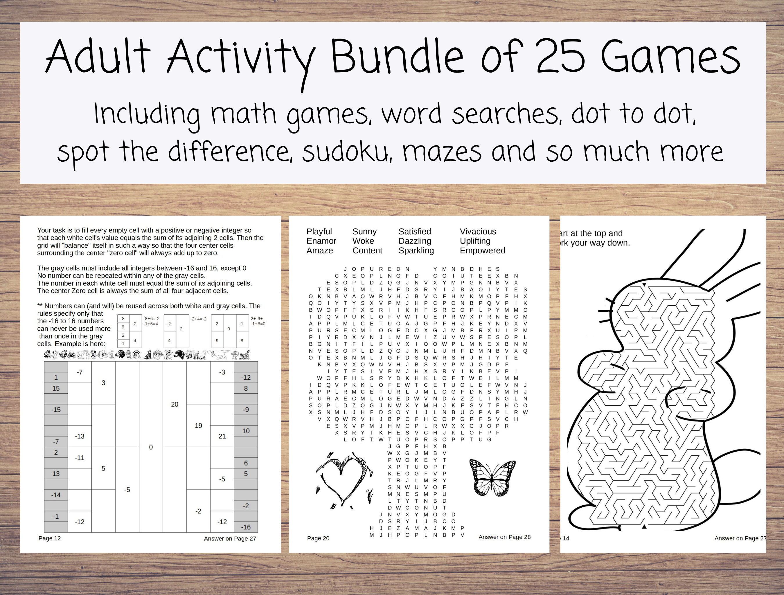 25 Printable Adult Activities Adult Games Coloring, Dot-to-dot, Hidden ...