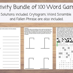 Word Activity Book for Adults With 100 Word Games, Word Search, Fallen ...