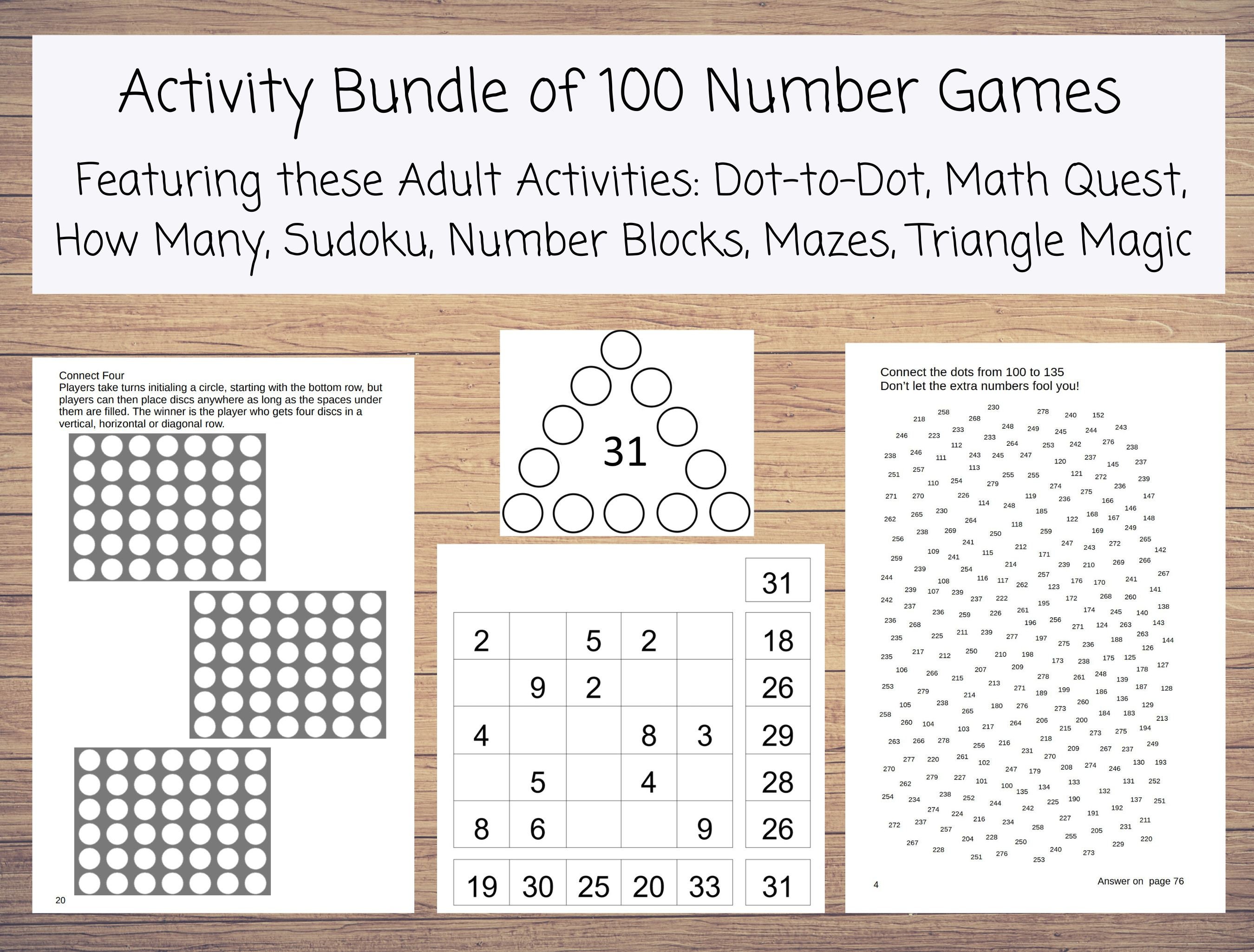 Only Numbers Activities: Activity Book for Adults With 100 Number/math ...