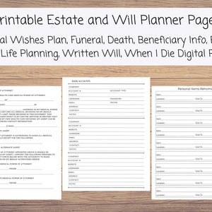 Printable End of Life Planner, Final Wishes Plan, Funeral, Death ...