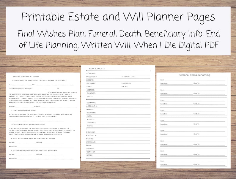 Printable End of Life Planner, Final Wishes Plan, Funeral, Death ...